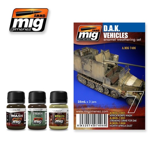 AMMO of Mig Jimenez A.MIG 7406 D.A.K. Vehicles - Enamel Weathering Set
