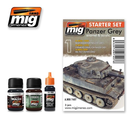 AMMO of Mig Jimenez A.MIG 7407 Panzer Grey - Enamel & Acrylic Set