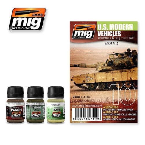 AMMO of Mig Jimenez A.MIG 7410 US Modern Vehicles - Enamels & Pigment Set
