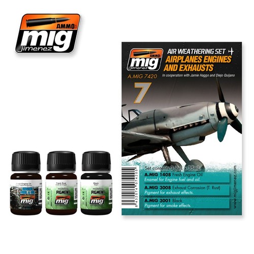 AMMO of Mig Jimenez A.MIG 7420 Airplanes Engines and Exhausts - In cooperation with Jamie Haggo and Diejo Quijano Set