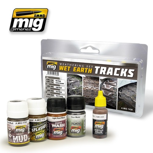 AMMO of Mig Jimenez A.MIG 7438 Weathering Set - Wet Earth Tracks