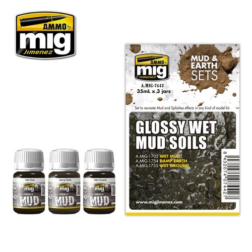 AMMO of Mig Jimenez A.MIG 7442 Glossy Wet Mud Soils Set