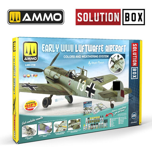 AMMO of Mig Jimenez 7730 Solution Box 25 - Early WWII Luftwaffe Aircraft - Colors and Weathering System