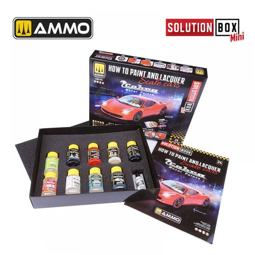 AMMO of Mig Jimenez 7904 Solution Box Mini 24 - How to Paint and Lacquer Scale Cars (Cobra Motor Paints)