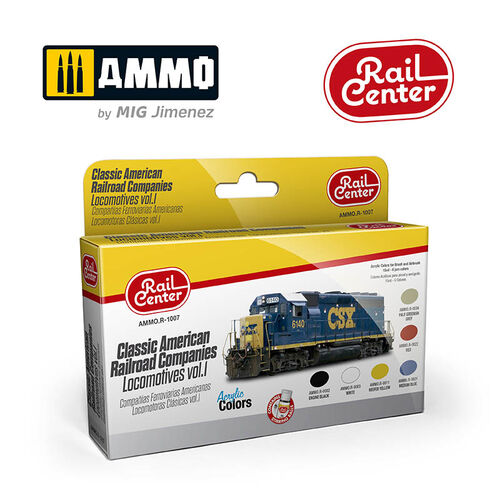 AMMO of Mig Jimenez R1007 AMMO RAIL CENTER - Classic American Railroad Companies – Locomotives Vol.1