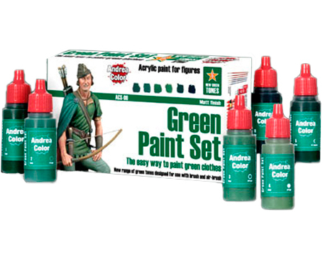Andrea Miniatures ACS009 Green Paint Set (6 Colours)
