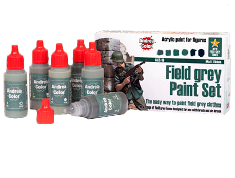 Andrea Miniatures ACS010 Field Grey Paint Set (6 Colours)