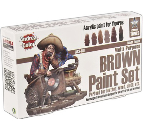 NEW! Andrea Miniatures ACS013 Brown Paint Set (6 Colours)