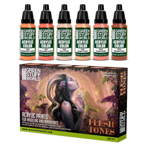 Green Stuff World 10117 Flesh Tones - Matt Acrylic Paint Set
