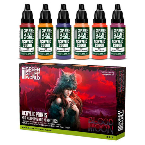 Green Stuff World 10118 Blood Moon - Matt Acrylic Paint Set