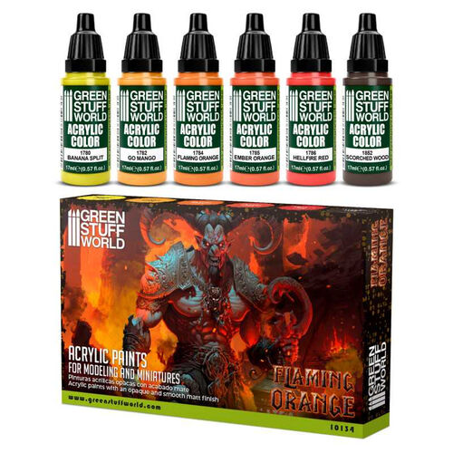 Green Stuff World 10134 Paints For Modeling And Miniatures - Flaming Orange Acrylic Set