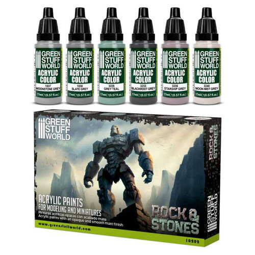 Green Stuff World 10202 Paints For Modeling And Miniatures - Rock And Stones Acrylic Set