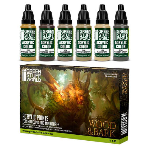 Green Stuff World 11745 Wood and Bark Paint Set