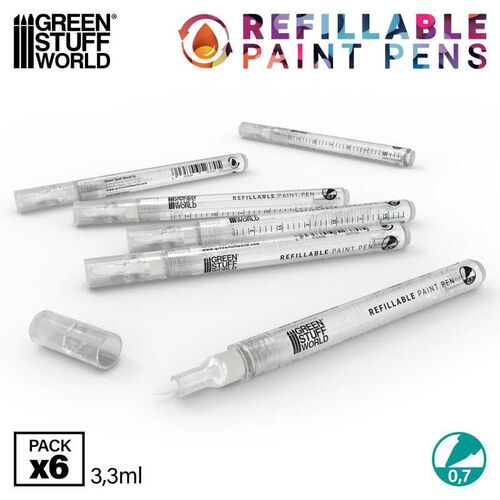 Green Stuff World 12875 Refillable Paint Pen 0.7mm (Pack x6)