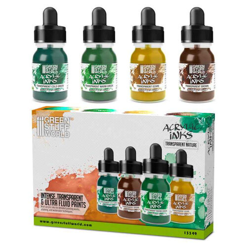 Green Stuff World 13349 Acrylic Inks Set - Transparent Nature (4pcs)