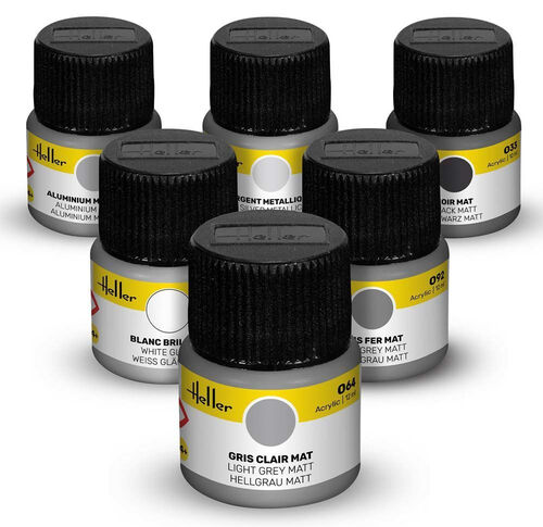 Heller 9401 Civil Aircraft - Acrylic Colour Set 6x12ml And Brush