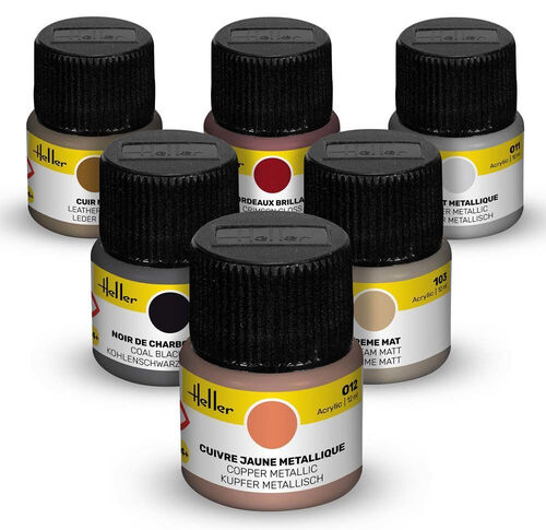 Heller 9404 Oldtimer - Acrylic Colour Set 6x12ml And Brush