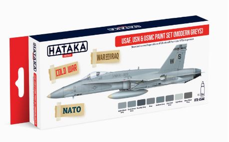 Hataka Hobby HTK-AS44 USAF, USN&USMC pain set (modern greys)