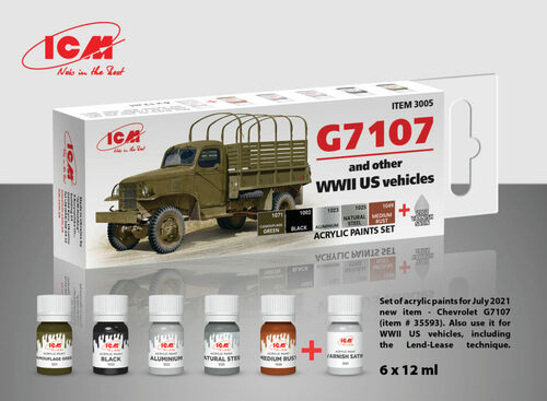ICM 3005 Chevrolet G7107 (item #35593) and other WWII US vehicles Paint Set