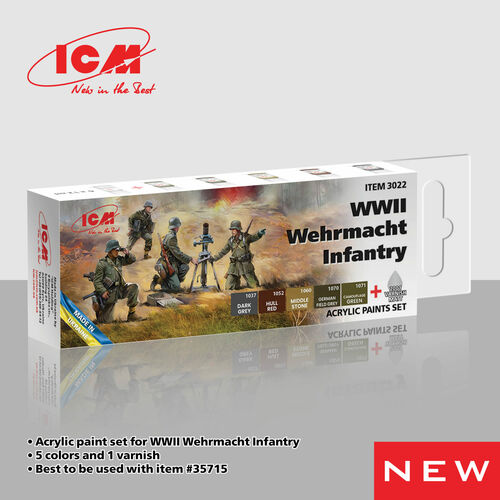 ICM ICM 3022 WWII Wehrmacht Infantry Acrylic Paints Set