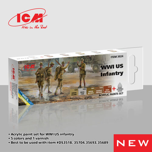 ICM 3024. ICM 3024 WWI U.S. Infantry Acrylic Paints Set