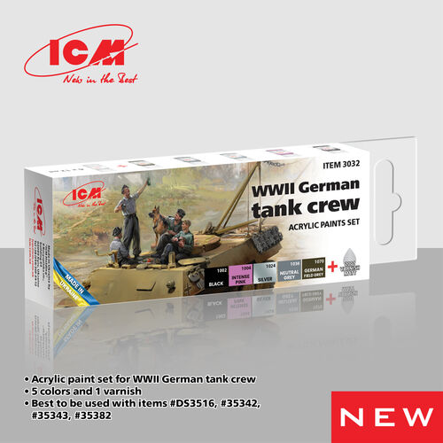 ICM ICM 3032 WWII German Tank Crew Acrylic Paints Set