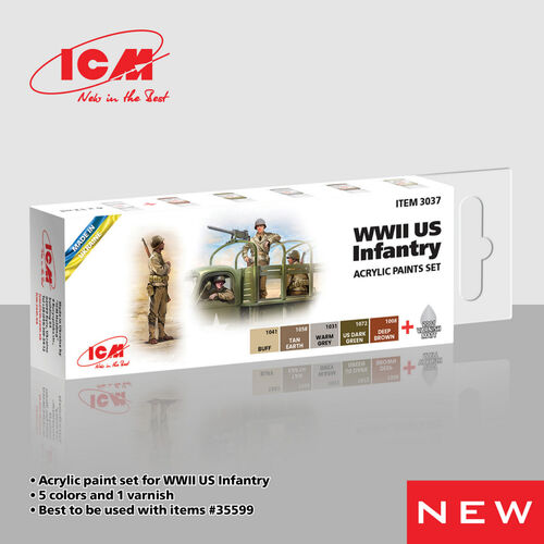 ICM 3037 WWII US Infantry Acrylic Paints Set