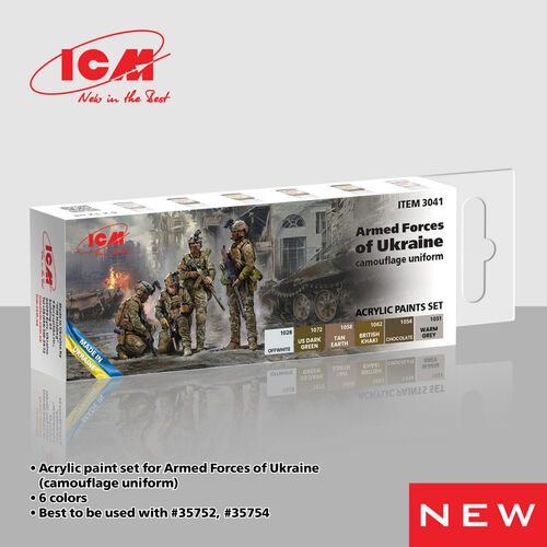 ICM 3041 Armed Forces Of Ukraine Camouflage Uniform - Acrylic Paints Set