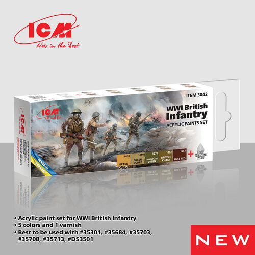 ICM 3042 Acrylic Paints Set For WWI British Infantry