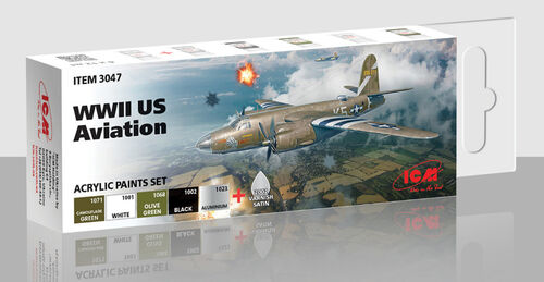 ICM 3047 WWII US Aviation - Acrylic Paints Set