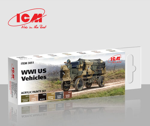 ICM 3051 WWI US Vehicles - Acrylic Paints Set