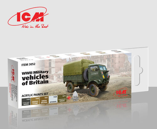 ICM 3052 Acrylic Paint Set for British WWII Military Vehicles