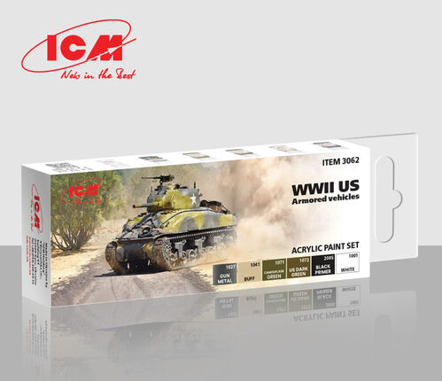 ICM 3062 Acrylic Paint Set for WWII US Armored Vehicles