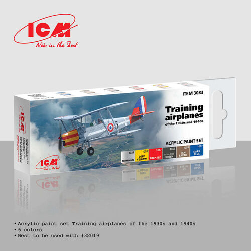 ICM 3083 Training Airplanes Of The 1930s And 1940s - Acrylic Paints Set