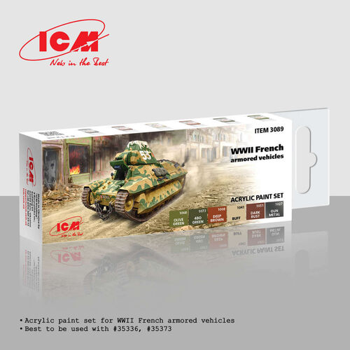 ICM 3089 Acrylic Paint Set for WWII French Armored Vehicles