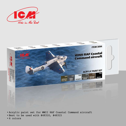 ICM 3094 WWII RAF Coastal Command Aircraft - Acrylic Paint Set