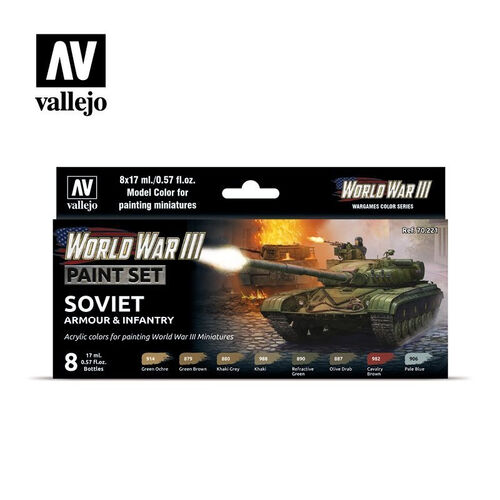 Vallejo 70221 World War III Wargames Color Series - Soviet Armour & Infantry Model Color Paint Set