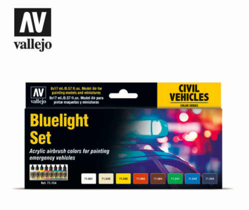 Vallejo 71154 Model Air - Bluelight Set Emergency Vehicle Colors