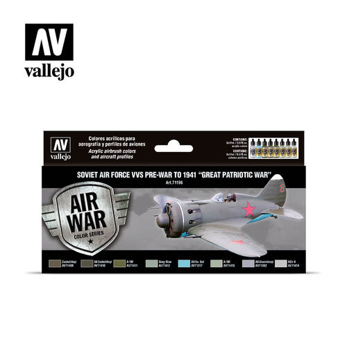 Vallejo 71196 Air War Color Series - Soviet Air Force VVS Pre-war to 1941 "Great Patriotic War" Set