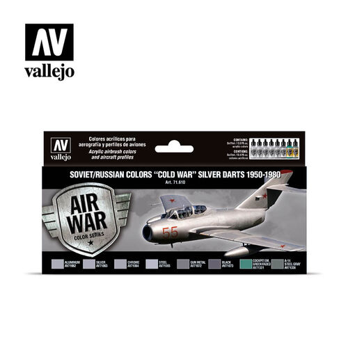 Vallejo 71610 Air War Color Series - Soviet/Russian Colors Cold War Silver Darts 1950-1980 - set