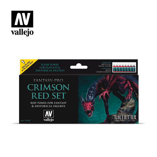 Vallejo 74103 Fantasy-Pro Crimson Red Set Red Tones for fantasy & historical figures