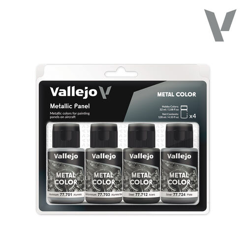 Vallejo 77601 Metallic Panel Metal Color Set (4)