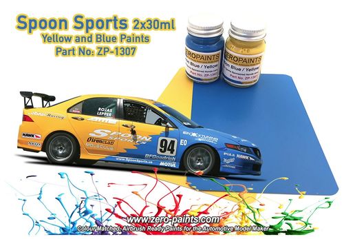 Zero Paints 1307 Spoon Sports Blue and Yellow Set Matt