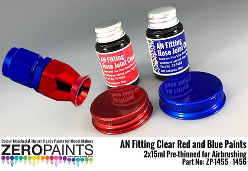 Zero Paints 1455-56 1455 AN Fitting (Hose Joints/Ends) Clear Red and Blue Set Transparent