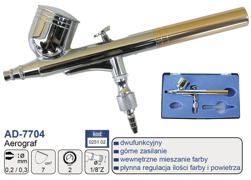 Adler AD-7704 Aerograf dwufunkcyjny 0,2mm + dysza 0,3mm