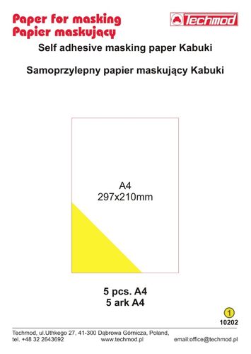 Techmod 10202 Self adhesive masking paper Kabuki (5 pcs. A4)