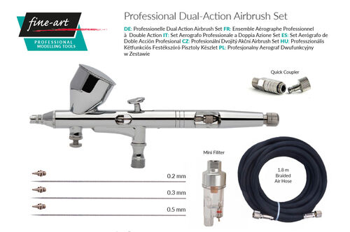 Fine Art 180AK Aerograf 0,2mm 0,3mm 0,5mm