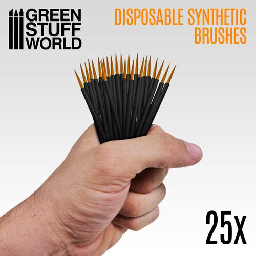 Green Stuff World 2419 Disposable Synthetic Brushes Set (25 pcs)