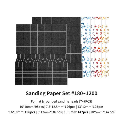 DSPIAE MSP-ESS Sanding Paper Set 180-1200 Grit (For Rounded Sanding Heads)