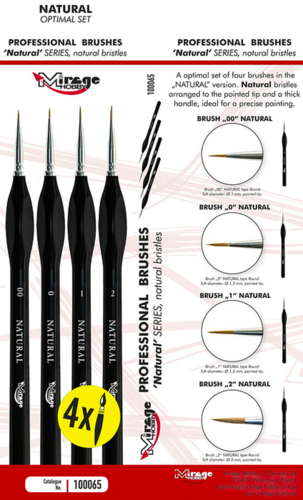 Mirage-Hobby 100065 Natural Brush Optimal Set ("00","0","1","2")